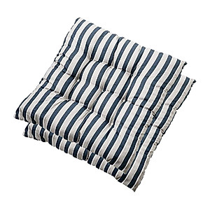 Cotton Chair Cushion Blue White Striped Seat Chair Pads Soft Sofa Filled Pillow 15.7" x 15.7" 2 Pack