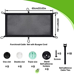 Under Desk Cable Management Net for Sit Stand Desk, Privacy Mesh Cable Manager,Flexible Under Desk Wire Net Large Capacity Cord Organizer Net,Cord Management Solution (23.6X11.8 Inches)