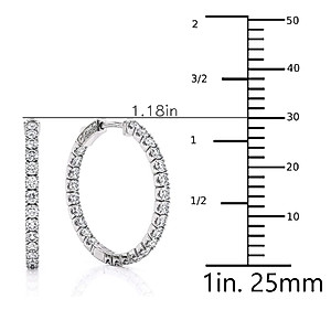 3 Carat Moissanite Inside Out Hoop Earrings for Women in 925 Sterling Silver (G-H, VS, cttw, DEW) Secure Lock by Beverly Hills Jewelers