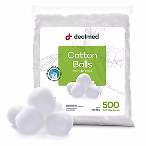 Dealmed Cotton Balls for Face, Makeup & Nail Polish Remover, Medical Uses, & DIY Crafts | Non-Sterile Bulk Pack | Resealable Zip-Locked Bag | 100% Pure Cotton - Soft, Absorbent, Gentle (500 per Bag)