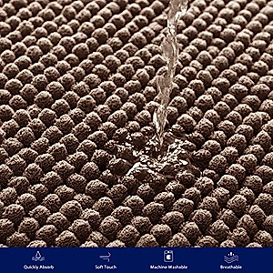 subrtex Bathroom Rugs Chenille Bath Rug Soft Short Plush Bath Mat Soft Shower Mat Water Absorbent Shower Mat Quick Dry Machine Washable(Brown,20" x 32")