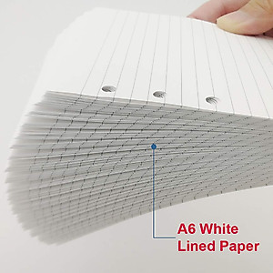 (2 Pack) A6 Lined Refill Paper, 200 Sheets/400 Pages Loose Leaf Paper for Filofax Personal Binders, 6 Holes Punched, 100gsm Ruled White Pages, 3.75'' x 6.75''