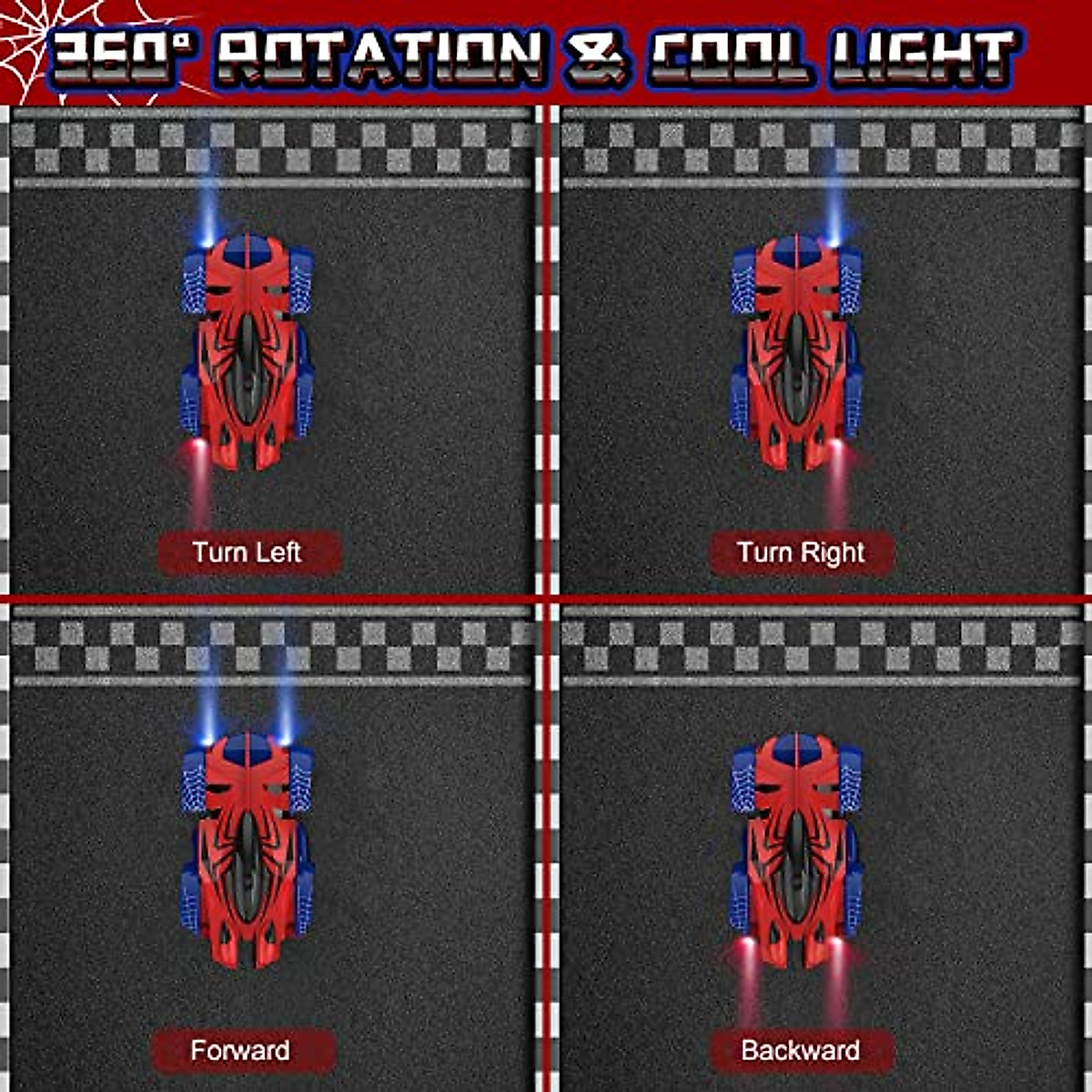 Aomifmik Wall Climbing Remote Control Car, 360° Rotating Dual Mode RC Stunt Car with Headlight, Rechargeable Toys for 4 5 6 7 8-12 Year Old Boys Girls Kids