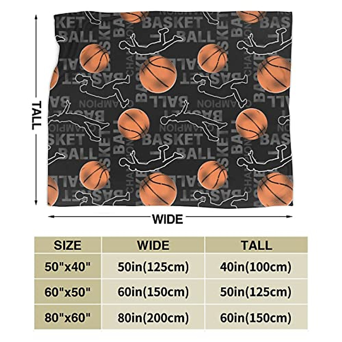 Basketball Sport Flannel Reversible Sherpa Throw Blanket Fuzzy and Soft Fleece Bed Blanket