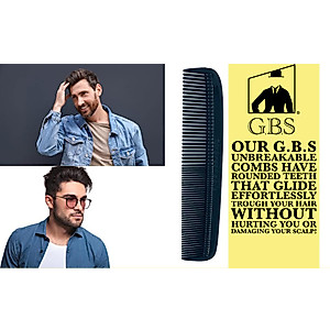 G.B.S (5 Pack) Pocket Comb Black Unbreakable Round Teeth Course Fine Pocket Beard & Mustache Combs for Men's Hair | Sideburns Travel-Friendly Symmetry, Friendly Birthday Gifts