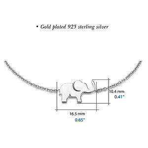 FANCIME Lucky Elephant Bracelet 925 Sterling Silver White Gold Plated Mini Small Elephant Charm Family Link Bracelet Jewelry Birthday Gifts For Women, 15+3 cm