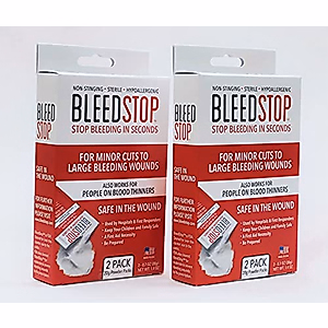 BleedStop™ First Aid Powder for Blood Clotting, Trauma Kit, Blood Thinner Patients, Camping Safety, and Survival Equipment for Moderate to Severe Bleeding Wounds or Nosebleeds - 4 (20g) Pouches
