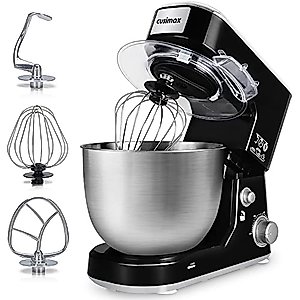 Stand Mixer, CUSIMAX Dough Mixer Tilt-Head Electric Mixer with 5-Quart Stainless Steel Bowl, Dough Hook, Mixing Beater and Whisk, Splash Guard