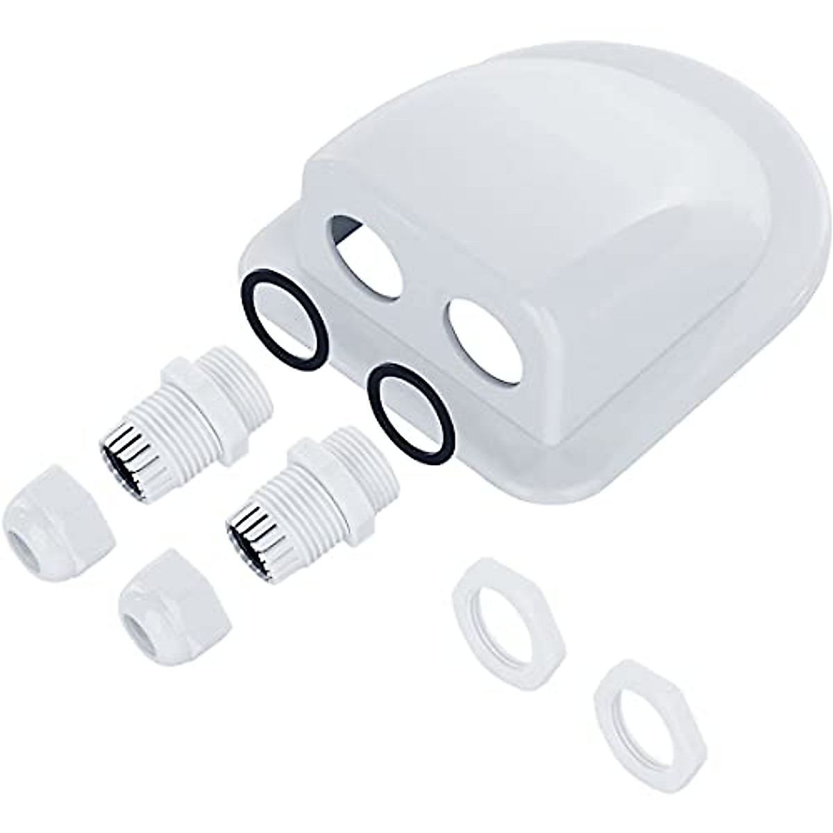 ILSSLI Solar Cable Entry Gland, Waterproof Solar Double Cable Connector Cover Solar Photovoltaic Plastic Bracket Curved ABS Dual Cable Entry Housing for Solar Panels of RV, Caravan Boat