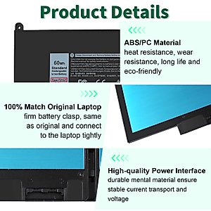 F3YGT 7480 DM3WC Battery for Dell Latitude 7480 7390 7280 7290 7380 7490 E7280 E7480 E7490 12 7000 13 7000 14 7000 Series P73G P73G002 P29S002 ODM3WC DM6WC 2X39G KG7VF 451-BBYE 453-BBCF f3ygt 60WH