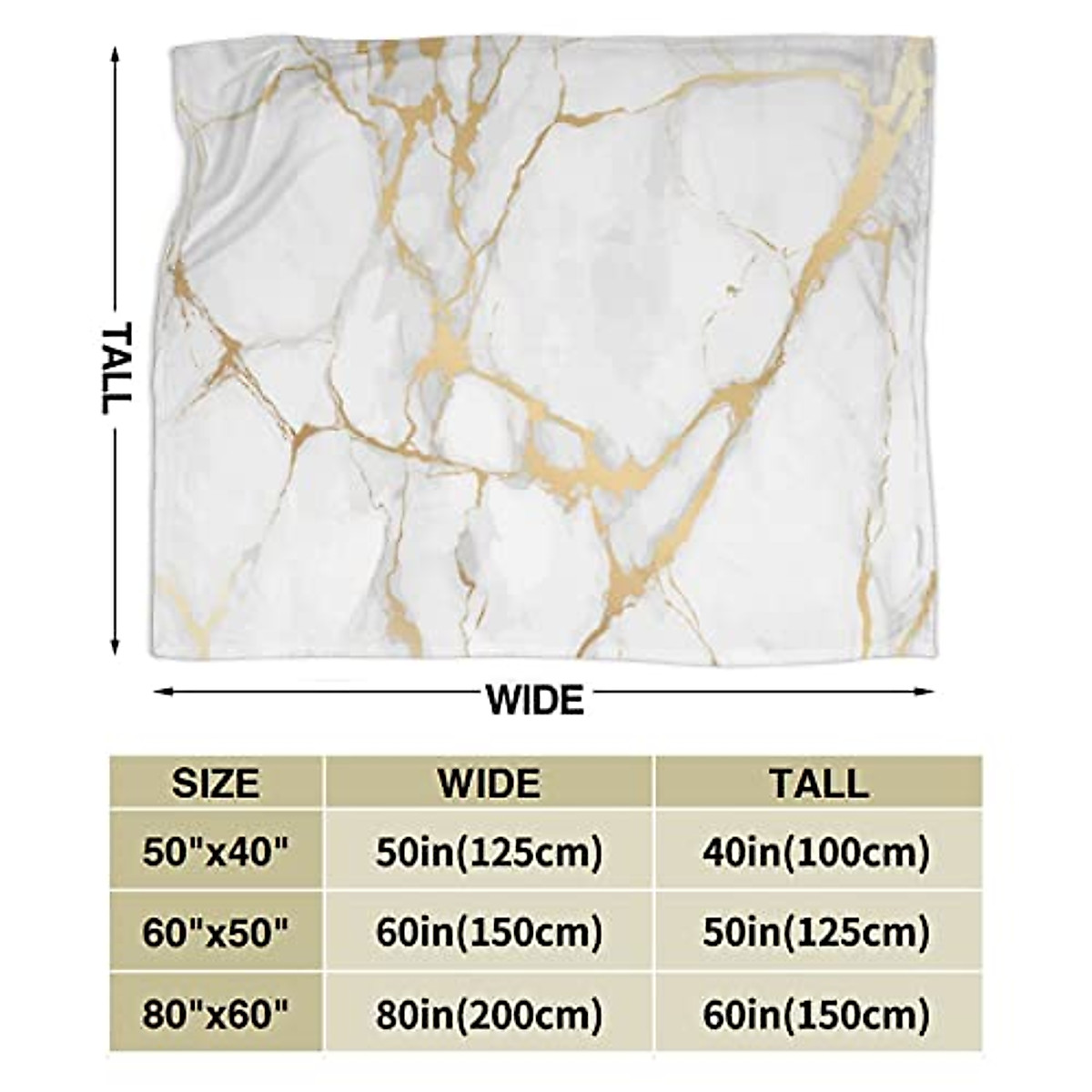 Perinsto Marble Texture Throw Blanket Ultra Soft Warm All Season Decorative Fleece Blankets for Bed Chair Car Sofa Couch Bedroom 50"X40"