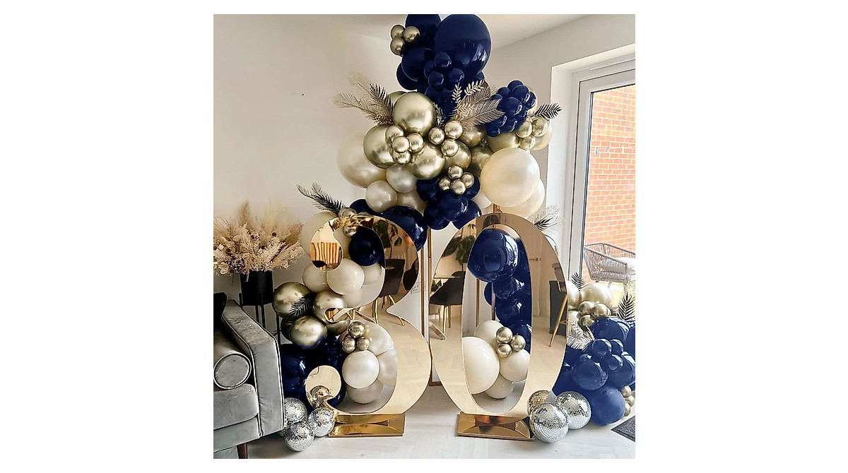 Navy Blue Gold White Balloon Garland Arch Kit for Parties