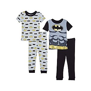 Komar Kids Baby Boy's Batman Short Sleeve Four-Piece Cotton Set (Toddler) Black 2T (Toddler)