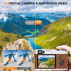 4K Digital Cameras for Photography - 48MP Autofocus Point and Shoot Digital Cameras with 32GB SD Card | Anti-Shake Vlogging Camera 16X Zoom Small Digital Camera for Beginner