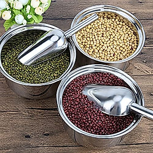 Stainless Steel Ice Scoop, 3 Ounces Round Bottom Bar Ice Flour Utility Scoop 9.6 Inch Metal Food Scoop Small Metal Food Candy Scoop for Kitchen Bar Party Wedding for Ice Cubes Beans Dog Food