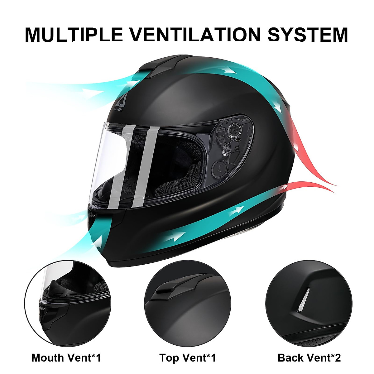 TRIANGLE Motorcycle Helmets Full Face Motorcycle Helmet for Men & Women with Tinted and Clear Visor Meet Dot Approved