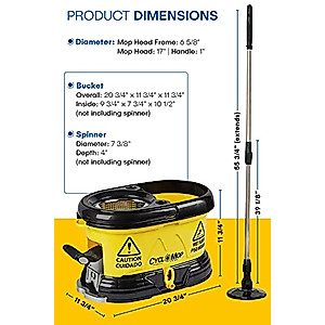 CycloMop® Commercial Spinning Spin Mop with Dolly Wheels - Heavy Duty Design for Years of Use