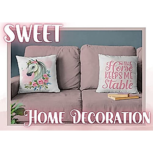 InnoBeta Horse Gifts for Girls 4 Pack Pillow Covers, Printed Decorative Pillow Case for 18"x18" Pillow