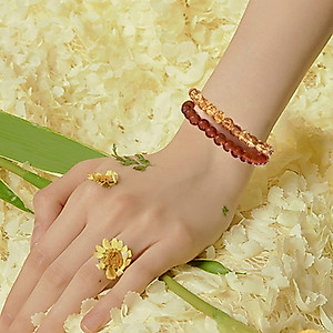 JEWPARK 12Pcs 6mm Gemstone Beaded Bracelets for Women Tiny Crushed Stone Crystal Couples Unisex Stretch Bracelets Jewelry