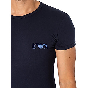 Emporio Armani Men's Bold Monogram 2 Pack T-Shirt, Marine/Marine