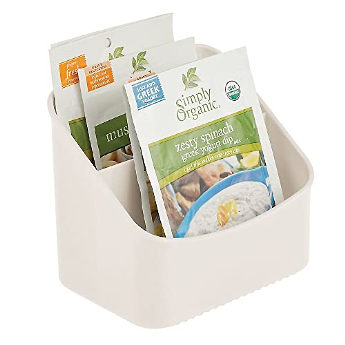 mDesign Kitchen Pantry, Cabinet, Countertop Shelf Packet Organizer Bin Caddy and Storage Station for Spice Packets, Dressing Mixes, Hot Chocolate, Tea, Sugar Packets - 4 Pack - Cream