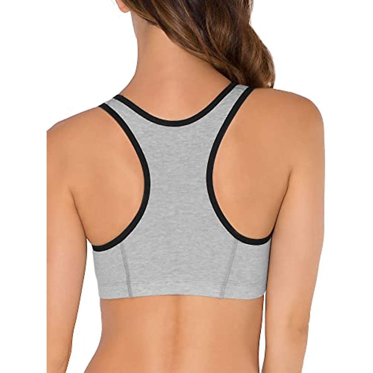 Fruit of the Loom Women's Built Up Tank Style Sports Bra Value Pack, Heather Grey W. Black/White/Black/Heather Grey W. Black/White/Black, 36