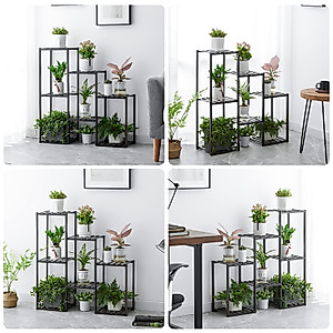 Plant Stand Indoor Plant Stands Bamboo Outdoor Tiered Plant Shelf for Multiple Plants, 3 Tiers 7 Potted Ladder Plant Holder Table Plant Pot Stand for Window Garden Balcony Living Room Corner(Brown)