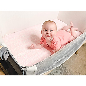 Pack n Play Sheets – Premium Pack and Play Sheets 4 Pack – 100% Super Soft Jersey Knit Cotton Playard Mattress Sheets – Portable Playpen Fitted Play Yard Mini Crib Sheet for Girl (24 x 38 x 5)