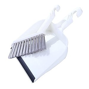 Amosfun 1 Set Broom and Dustpan Plastic White Broom with Dustpan Brush Hand Broom and Dustpan Dust Pan