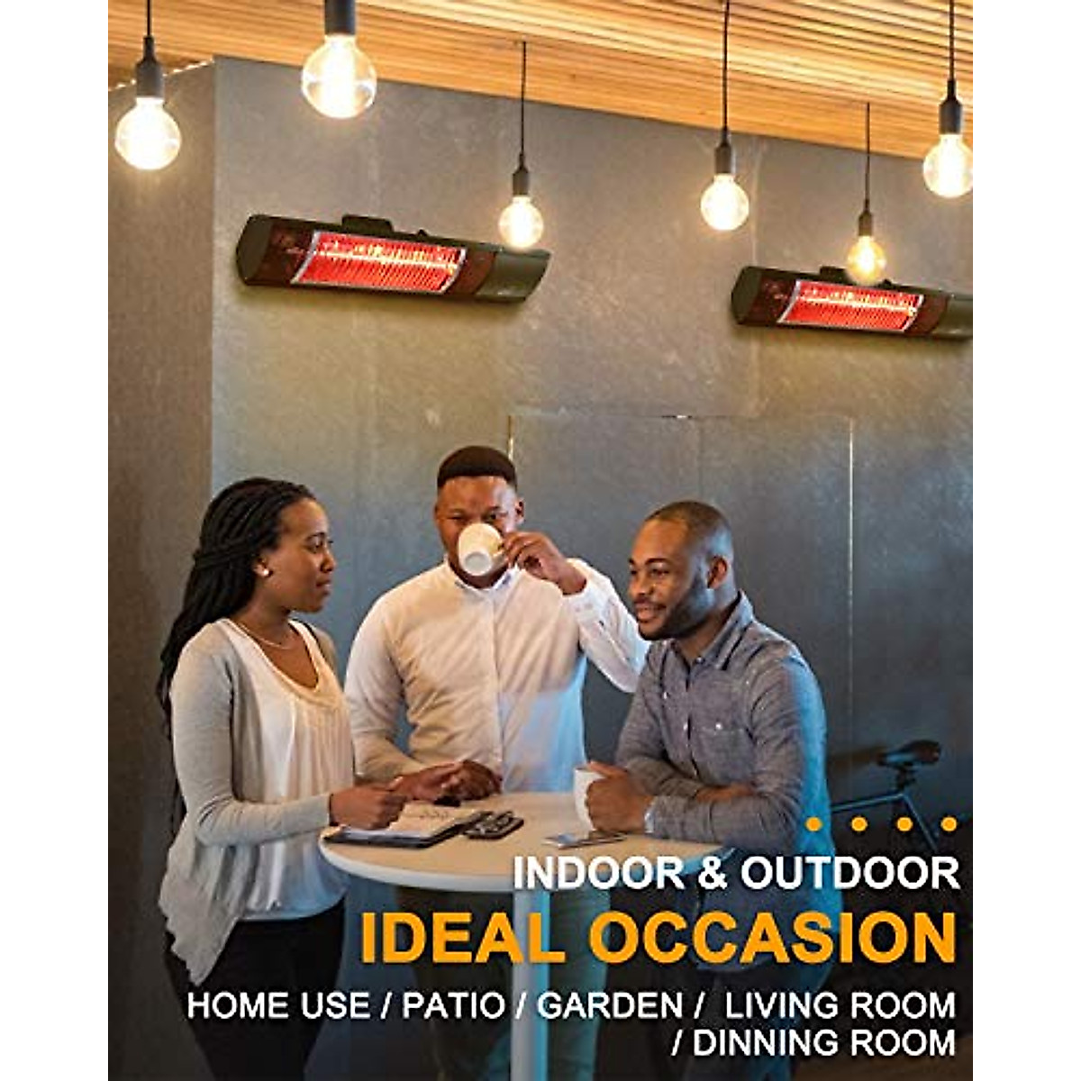 Star Patio Electric Patio Heater, Outdoor Heater, Infrared Heater with Remote Control, Outdoor Heaters for Patio, Classic Black, STP1580-WM-RM