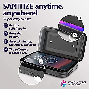 UV Phone Sanitizer with Smartphone Charger Powerbank 5000 mAh - Collapsible Ultraviolet Disinfection and Sterilization Light Box for Keys Wallet Money Jewelry