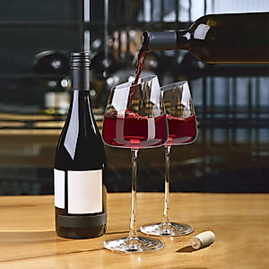 Slanted White Wine Glasses Set of 2, Modern No-lead Hand-Blown Long Stem Red Wine glasses,Premium Crystal Clear Glass with Unique Concave Base,Gift Box-for Anniversary,Wedding,and Christmas-13.5 oz