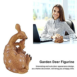Cyrank Resin Deer Figurine, Mini Animal Figurine Deer Decorations 3.8x2.2x6.7in Outdoor Garden Statue Deer Lying Down Sculpture Ornaments Housewarming Gift