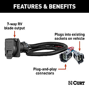 CURT 56443 Vehicle-Side Custom RV Blade 7-Pin Trailer Wiring Harness, Fits Select Ford F-250, F-350, F-450 Super Duty