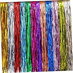 VOSAREA 1 Pack 2 Sets Foil Fringe Curtains Background rain Curtain Fringe Curtain Backdrop Gold foil Curtain Glitter Curtains Tassel Trim Party rain Curtain rain Curtain Background Metal