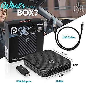 PyleUsa Wireless CarPlay Android Auto Multimedia Video Box,4GB RAM 64GB ROM,2.4GHz,5GHz Dual Band WiFi BT,Octa Core 64Bit,4K Full HD,H.265,USB3.0 Android Box,Screen Mirroring, Install Android Apps