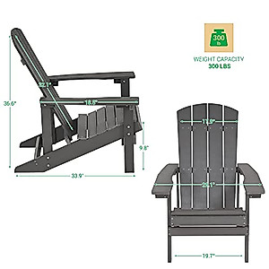 SANLUCE Adirondack Chairs Weather Resistant for Patio Garden, Backyard, Patio and Indoors, Charcoal