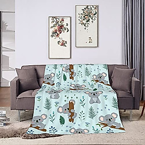 Hmklpi Koala Blanket Ultra Plush All Season Lightweight Cozy Flannel Throw Blanket for Bed Chair Car Sofa Couch Bedroom 50"x40"