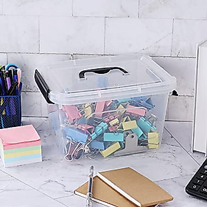 Jandson 5.5 Quart Clear Latching Storage Box, Plastic Container Bin, 6 Packs