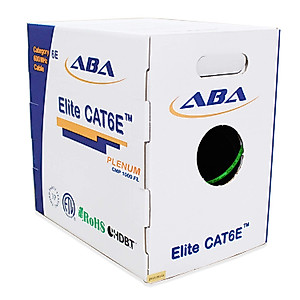 Infinity Cable Cat6e Plenum 600MHz CMP 23AWG UTP Solid 100% Pure Copper, 1000 Feet, Easy to Pull (Reelex II) Box, Green