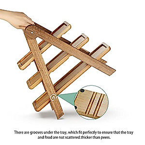 Wooden 3 Tier Serving Tray, Serving Trays for Entertaining, Solid Acacia Wood Party Serving Trays, Wedding Cupcake Stand, Fruit, Charcuterie, Appetizer Serving Tray, Cheese Board (Set of 3 Plates)