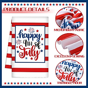 Kajaia 4 Pcs Labor Day Kitchen Towels 17.72 x 23.62 Inch Patriotic Stars and Stripes Dish Towels 4th of July Hand Towels American Flag Dish Towel Red White Blue Tea Towel for Bathroom Room Decorations
