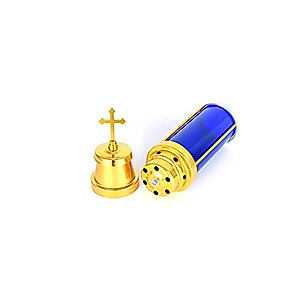 Cemetery Light Candle Holder, Grave Decorations Memorial Lantern with Crosses, Anodized Aluminum Eternal Light Dome Memorial Light Grav Lamp, Gold Blue