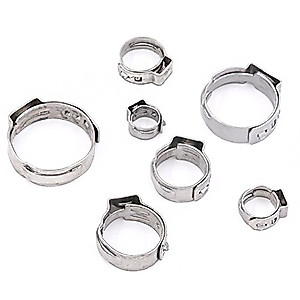 Glarks 120Pcs 7-21mm 304 Stainless Steel Single Ear Hose Clamps Assortment Kit