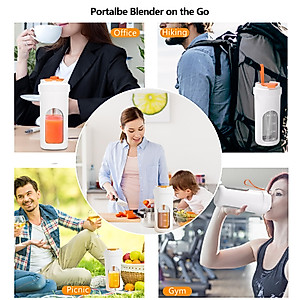 YIKHOM 12oz Portable Smoothie Blender, 10 Blades, 50W Motor, 1600mAh Battery, 3 Drinking Modes, 360 Omni-Directional Crushing, BPA-Free ABS+PCTG Material