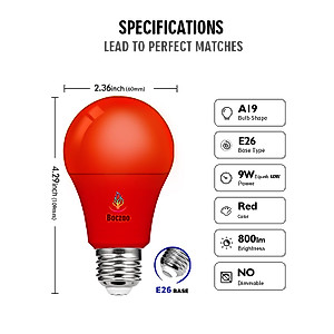 Red Light Bulb, 9W (60W Equivalent), E26 Base LED Red Bulb, Party Decoration, Porch, Home Lighting, Holiday Lighting, Decorative Illumination, Non-Dimmable, 2 Pack