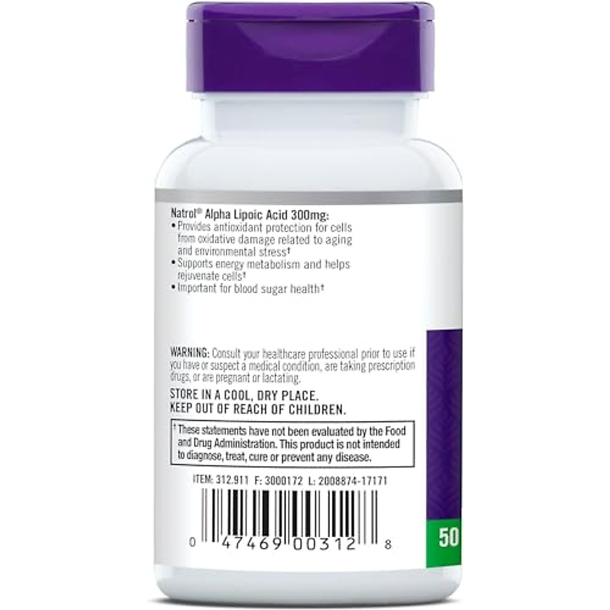 Natrol Alpha Lipoic Acid 300 Milligrams - 50 Caps (Packs of 3)