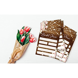 Bridal Shower Invitations, Rustic Wood Pink Floral Wedding Shower Invites For Bridal Shower, Engagement Party, Wedding Party, 25 Invitations Cards and Envelopes (yqk01)