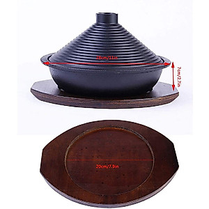 Casserole Dish with Lid Soup Pot Large Cooking Tagine, 28Cm Tajine with Enameled Cast Iron Base and Cone-Shaped Lid for Different Cooking Styles, Cast Iron Tagine with Tray