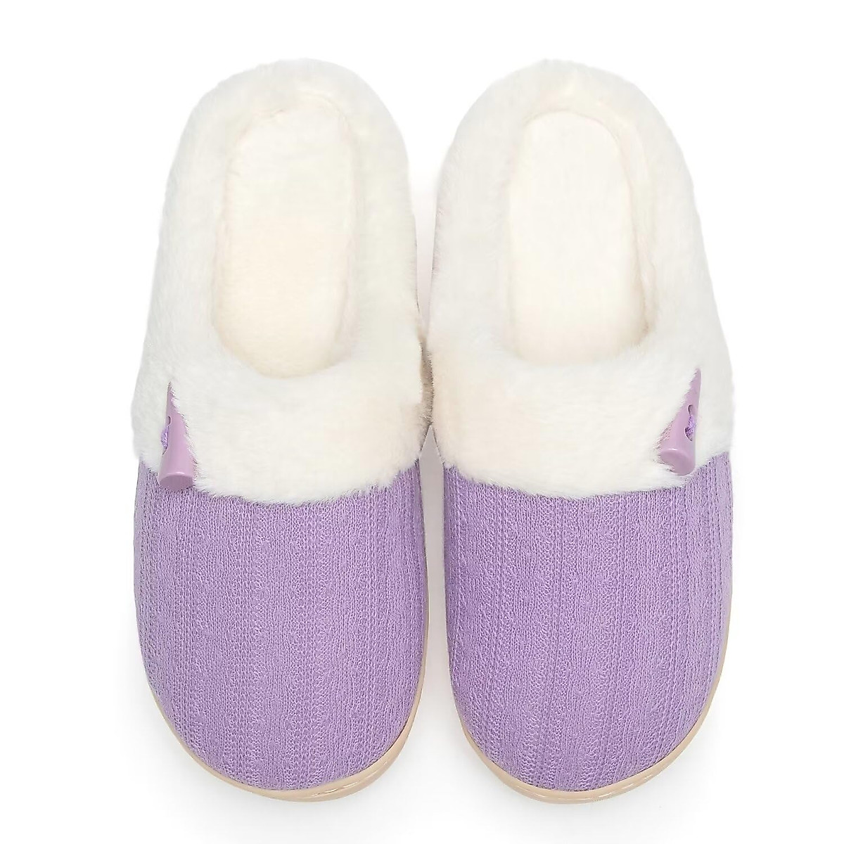 NineCiFun Women's Slip on Fuzzy Slippers Memory Foam House Slippers Outdoor Indoor Warm Plush Bedroom Shoes Scuff with Faux Fur Lining size 9 10 violet